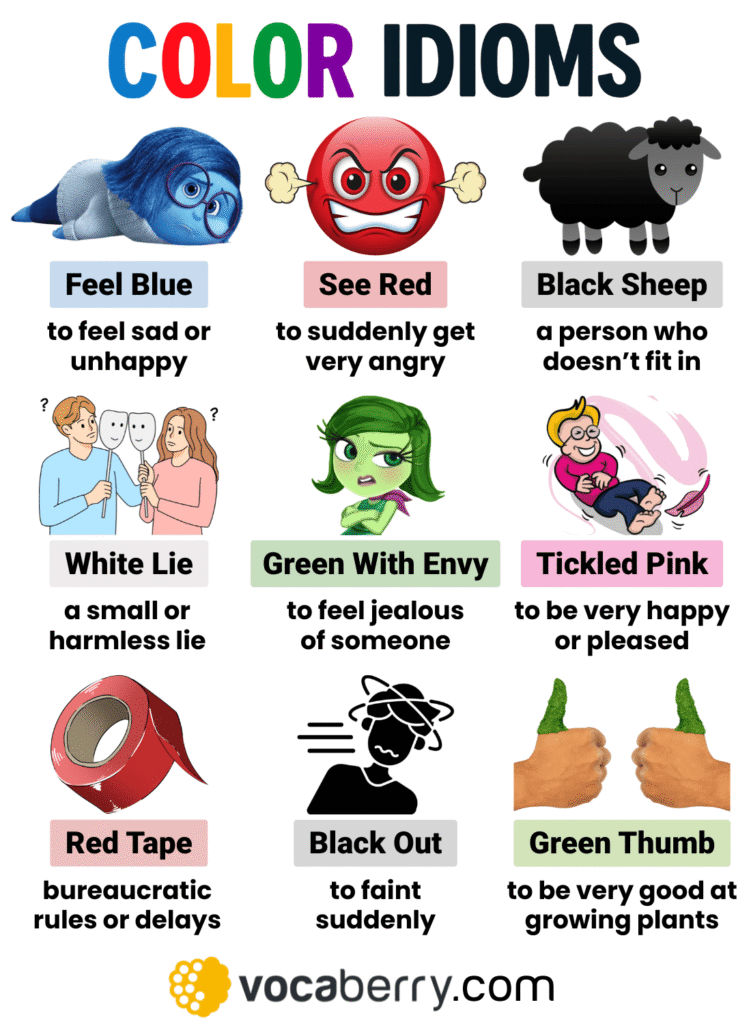 Color Idioms in English – Meanings and Examples